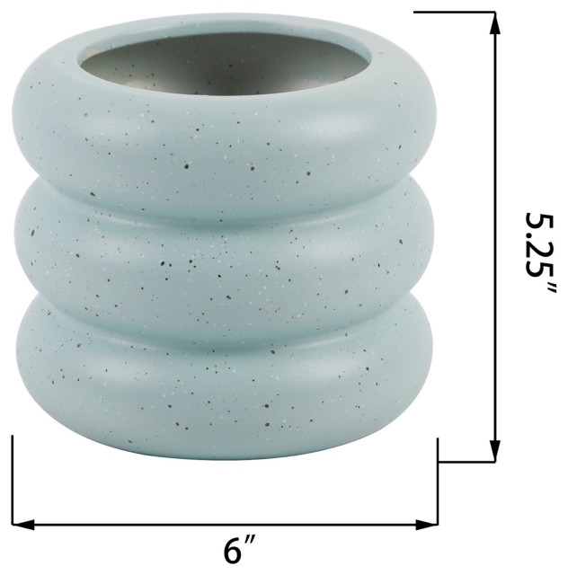 6" Ceramic Ribbed Pot Speckle Blue - Contemporary - Indoor Pots And ...