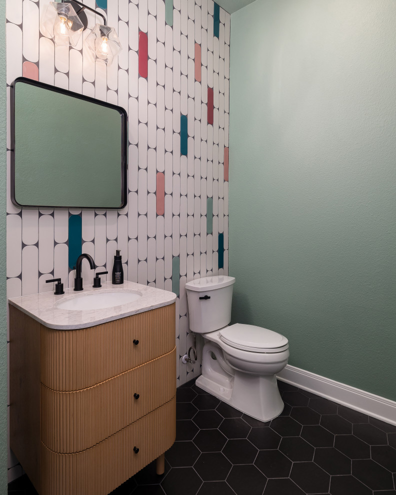 Mid-Century Powder Bath - Midcentury - Powder Room - Austin - by CROSS ...