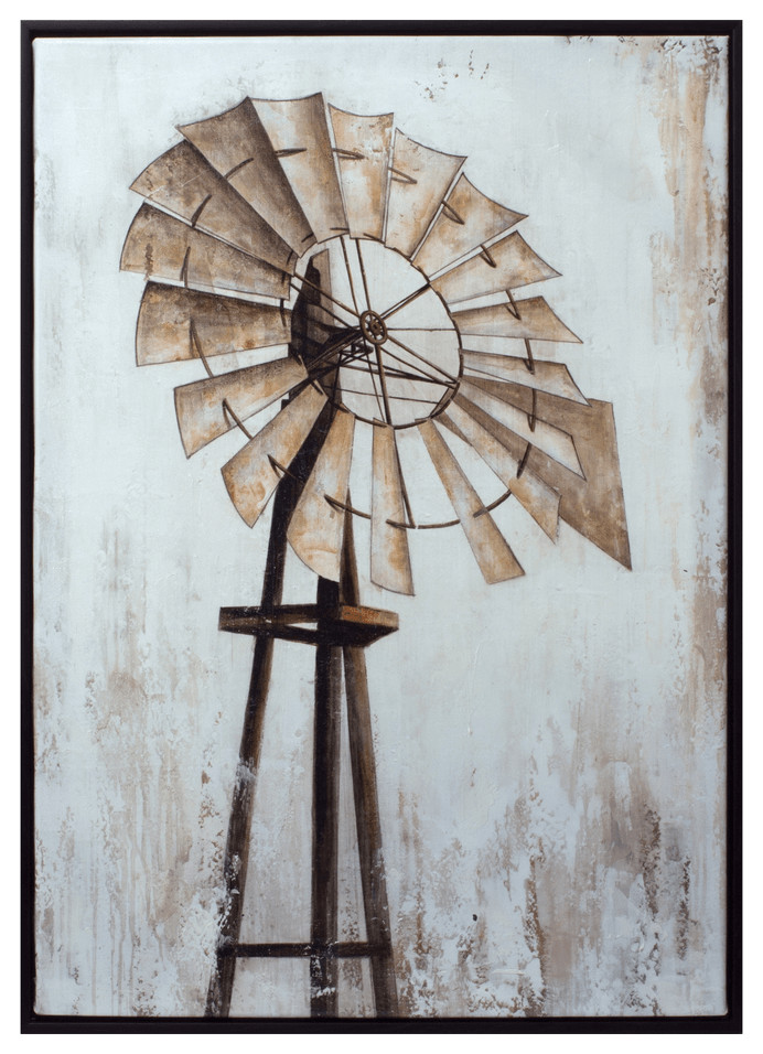 Brown Fabric Windmill Wall Decor - Farmhouse - Prints And Posters - by ...