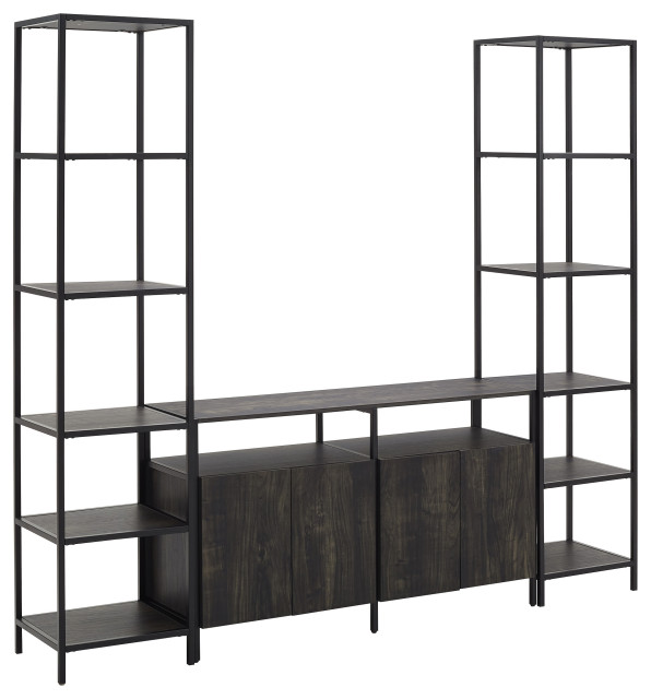 Jacobsen 3-Piece Entertainment Set Media Stand and 2 Narrow Etageres ...