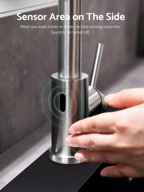 Modern Kitchen Faucet, Touchless Design With Dual Mode Sprayer ...