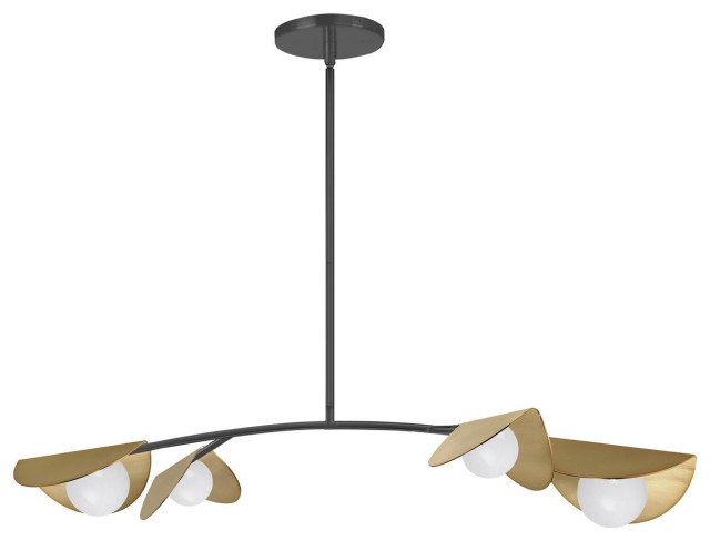 Emma 4 Light Pendant, Matte Black and Aged Brass - Contemporary ...