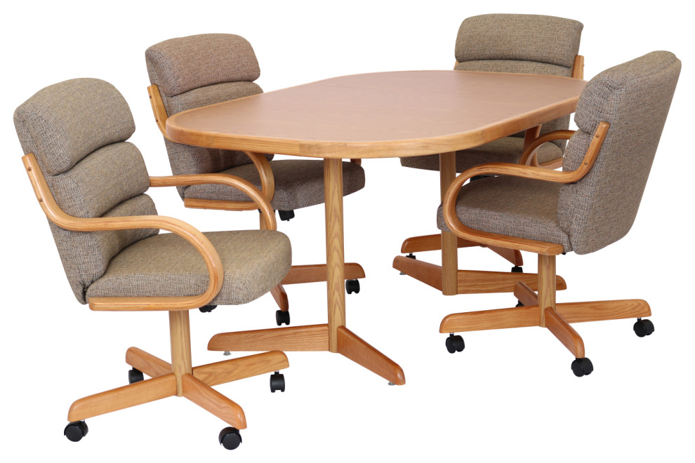 5-Piece 42x[42/60] Caster Dining Set Laminate Table Top & Pewter Caster ...