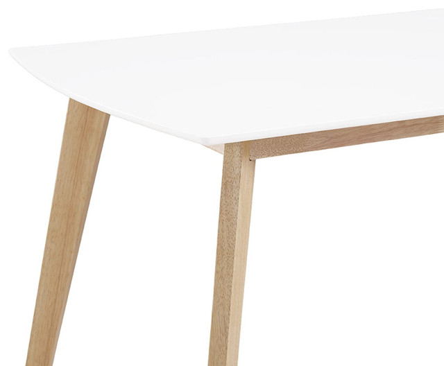 Mid-Century Modern Wood Dining Table, 60-Inch, White & Natural ...