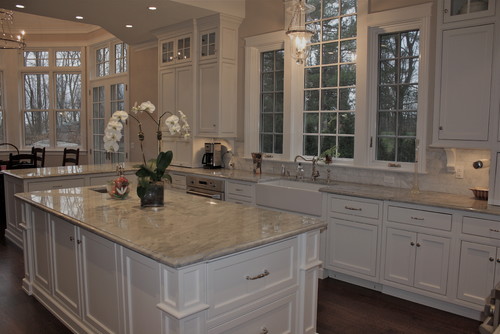 White Fantasy Quartzite Countertops Kitchen Design Ideas