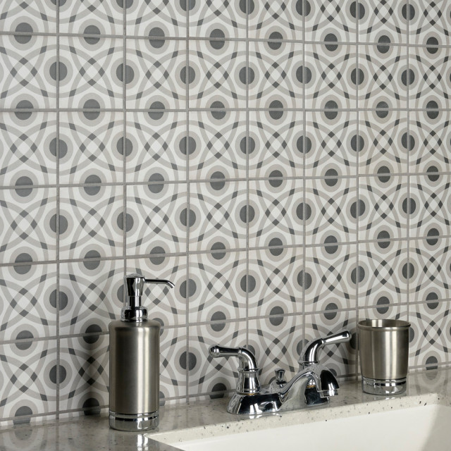 Twenties Circle Mini Ceramic Floor and Wall Tile, Sample - Contemporary ...