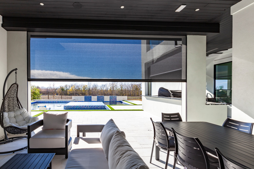 Exterior Motorized Screens for Modern Home - Modern - Patio - Dallas ...