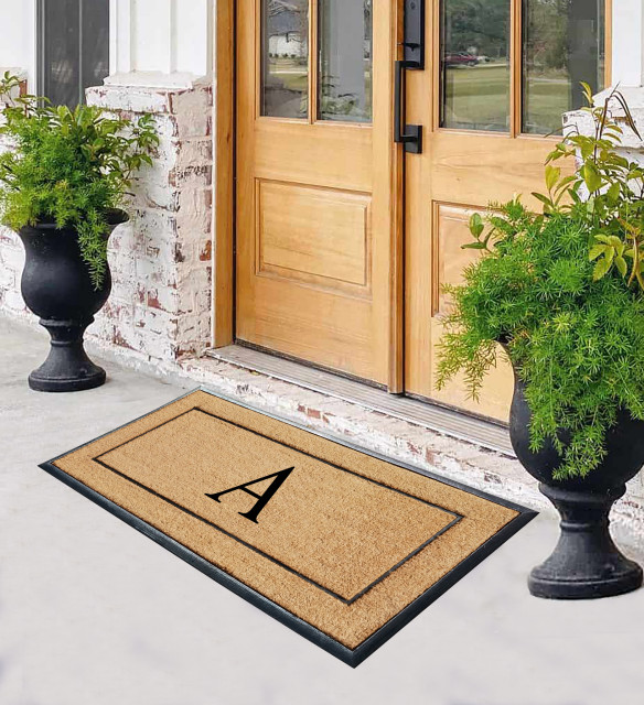 Natural Coir & Rubber Large Monogrammed Door Mat 30x60 - Contemporary ...