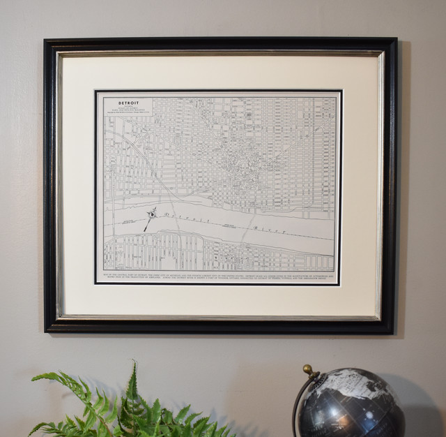 Vintage Detroit City Map, Framed Original Detroit, MI Map- Authentic ...