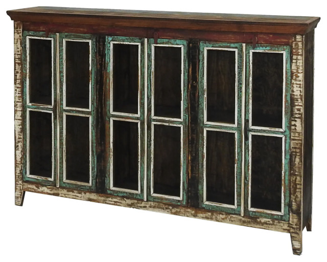 Multi Color Curio Cabinet With 4 Doors - Rustic - Buffets And ...