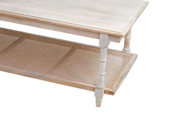 Chesterfield Wood & Cane Display Coffee Table With Turned Legs ...