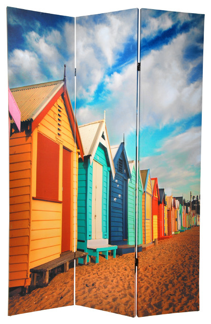 6' Tall Double Sided Beach Cabana Room Divider - Beach Style - Screens ...