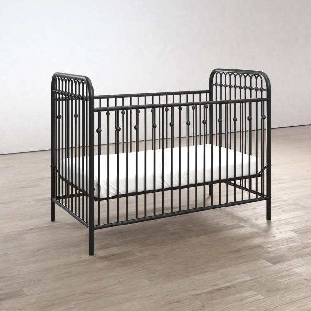 Little Seeds Monarch Hill Ivy Black Metal Baby Crib - Transitional ...