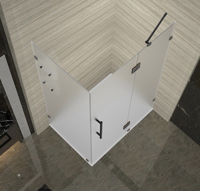 Avalux GS Frameless Shower Enclosure With Frosted Shelves, ORB, 35"x30 ...