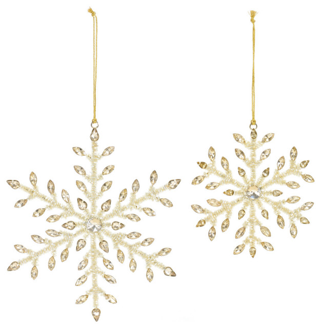 Beaded Snowflake Ornament, 12-Piece Set - Traditional - Christmas ...