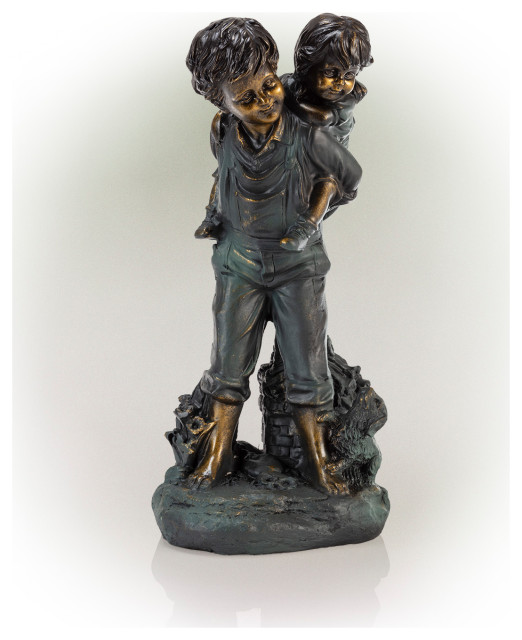 Playful Piggyback Ride Statue - Garden Statues And Yard Art - by Alpine ...