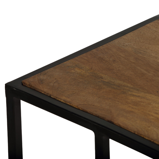 Bare Decor Toronto Accent C-Table, Black Metal/Wooden Top, 18x10 ...