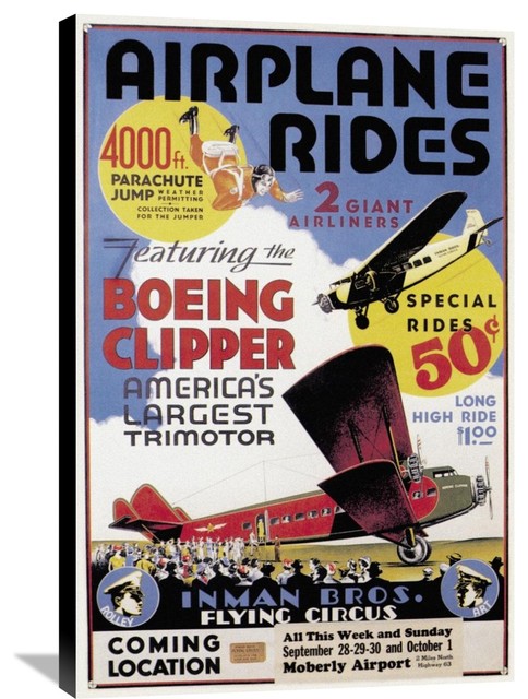 "Airplane Rides: Inman Bros. Flying Circus" Canvas Giclee, 16"x24", 24 ...