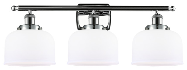 Large Bell 3 Light Bath Vanity Light - Industrial - Bathroom Vanity ...
