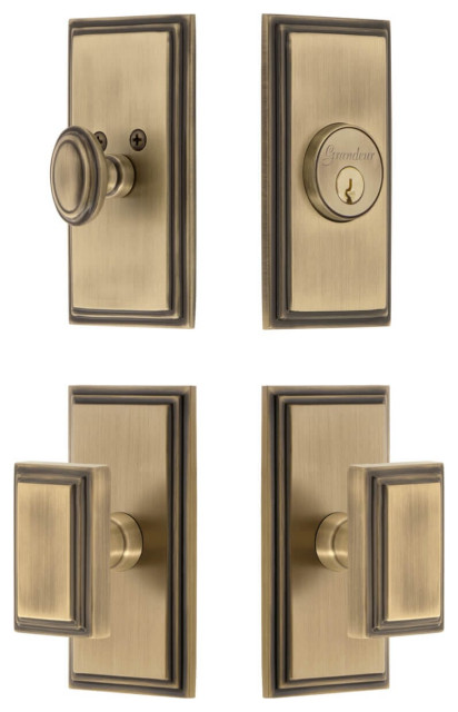 Grandeur Carre Short Plate Entry Set with Carre Knob - Transitional ...