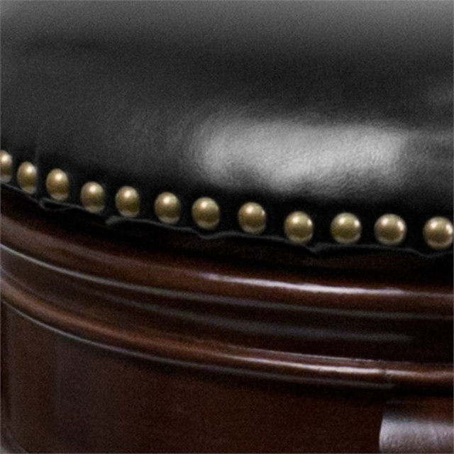 Home Square 3 Piece 24" Leather Swivel Counter Stool Set in Black and ...