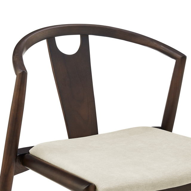Blanche Side Chair With Natural Fabric Seat and Dark Walnut Frame Set ...