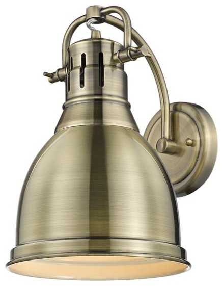 Duncan Wall Sconce, Aged Brass Aged Brass Shade - Traditional - Wall ...