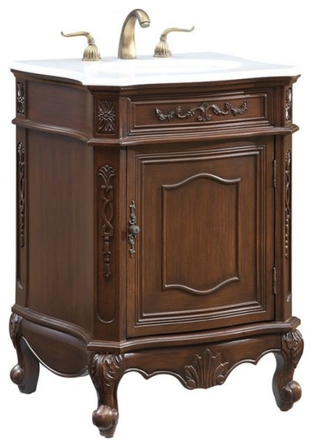 Elegant Decor 24" Single Bathroom Vanity Set, Coffee - Victorian ...