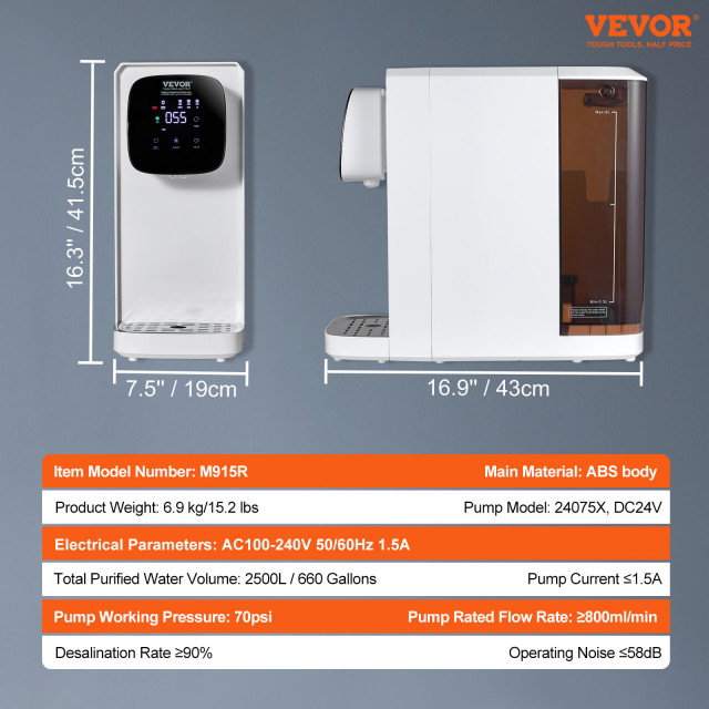 VEVOR Reverse Osmosis System Countertop Water Filter 5-Stage ...