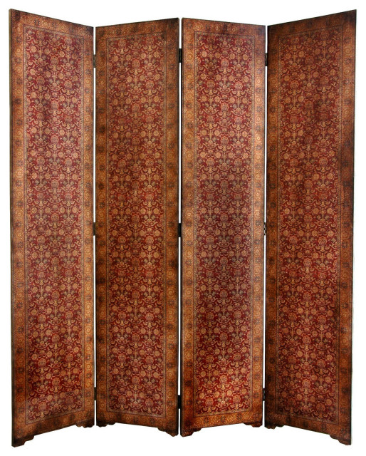 Classic Room Divider, Elegant Design With Rococo Patterned Faux Leather ...