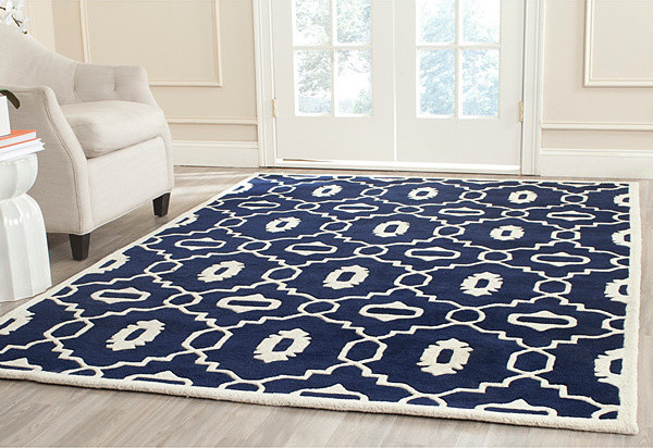 Safavieh Chatham Cht745C Dark Blue, Ivory Area Rug, 3'0" x 5'0 ...