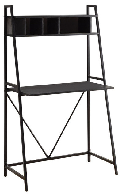 Contemporary Metal Writing Desk, Black - Industrial - Desks And Hutches ...