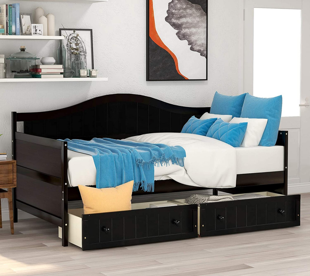 Contemporary Wood Daybed with Storage Drawers - Transitional - Daybeds ...