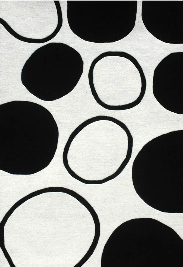 Circles Hand-Tufted Wool Rug, Black and White, 5'x8' - Area Rugs - by ...