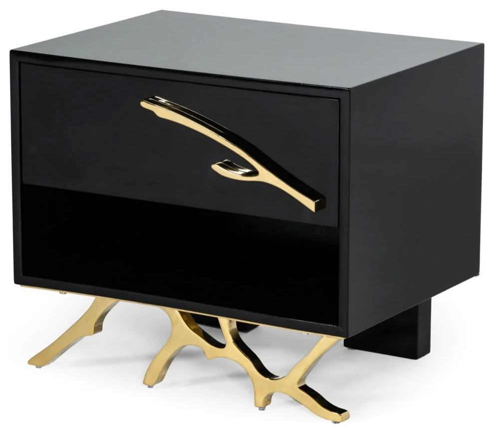 Otis Modern Black and Gold Nightstand - Contemporary - Nightstands And ...