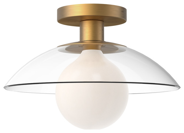 Francesca ceiling mount,Aged Gold | Clear Glass D11-7/8" x H5-1/2 ...