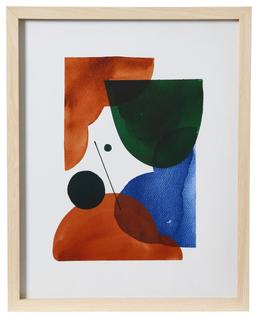 Abstract Geometric Print with Solid Wood Frame and Glass Cover ...