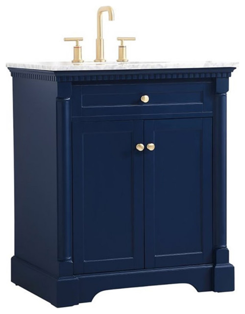 Elegant Decor Clarence 30" Solid Wood and Metal Single Bathroom Vanity ...