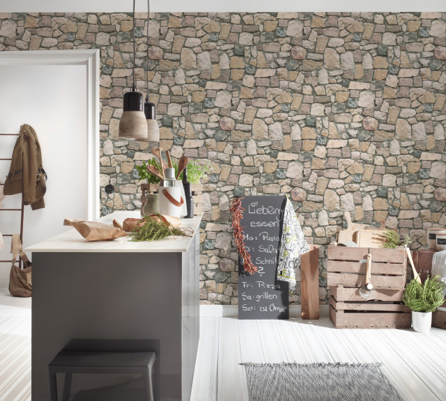 Morris Neutral Natural Stone Wallpaper, Swatch - Rustic - Wallpaper ...