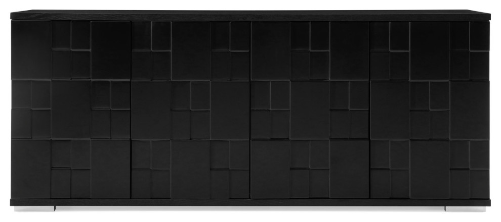 70.9" Modern Velasca Buffet Black Oak Matte Black Lacquer Stainless ...