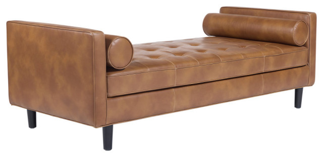 Donnie Bench Black Tobacco Tan - Midcentury - Upholstered Benches - by ...