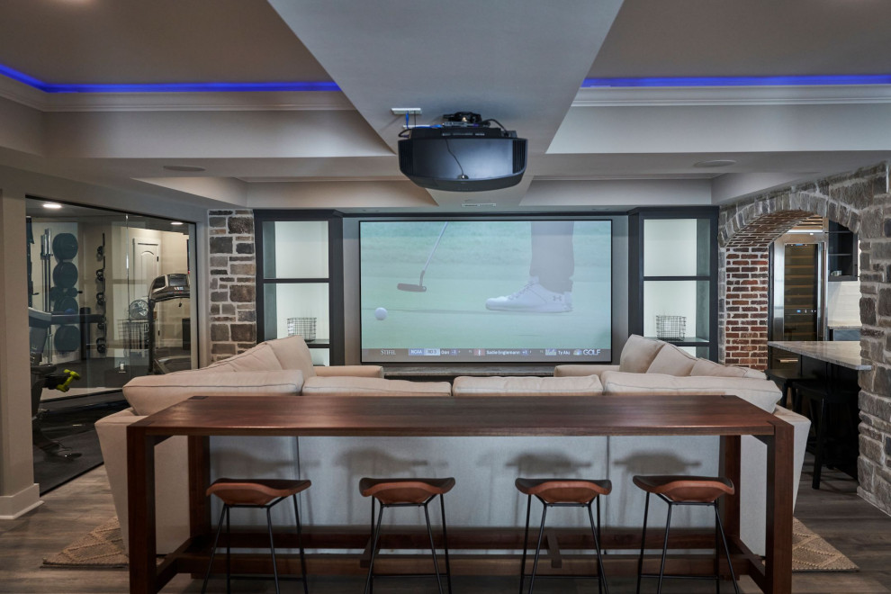 Basement Remodel with Golf Simulator - Contemporary - Basement - St ...