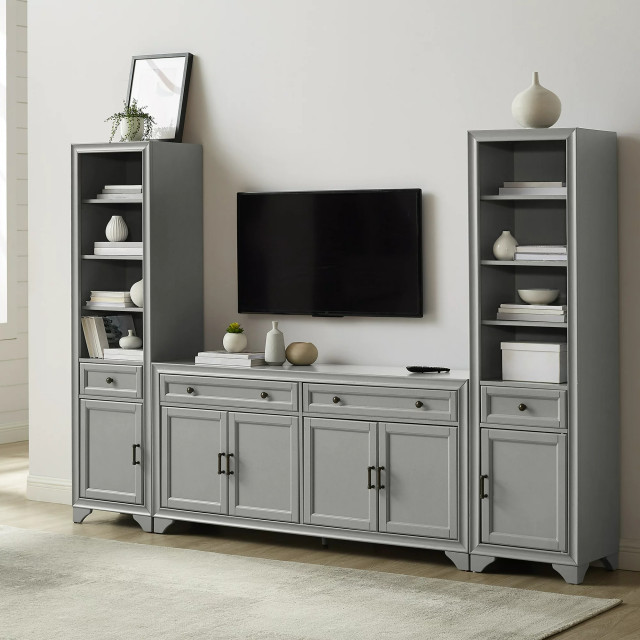 Modern Farmhouse Entertainment Center, Sideboard & 2 Bookcase ...