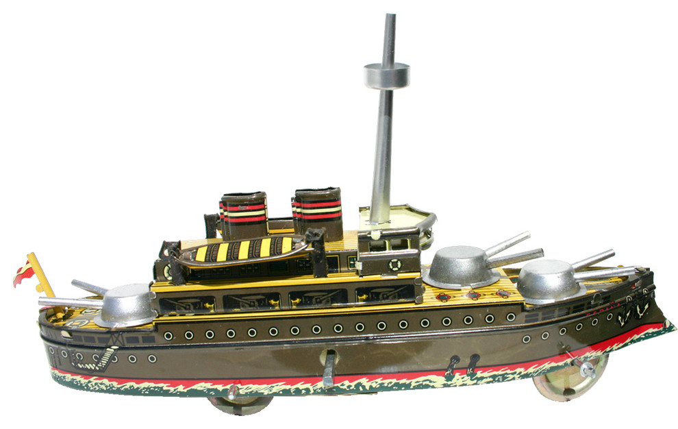 Collectible Tin Battleship Toy - Traditional - Decorative Objects And ...