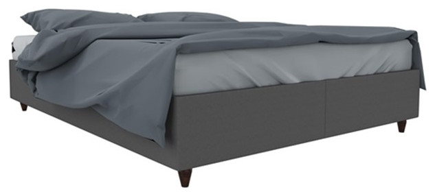 Yatas Bedding Lisbon Metal Queen Size Bed Base with Storage in Gray ...