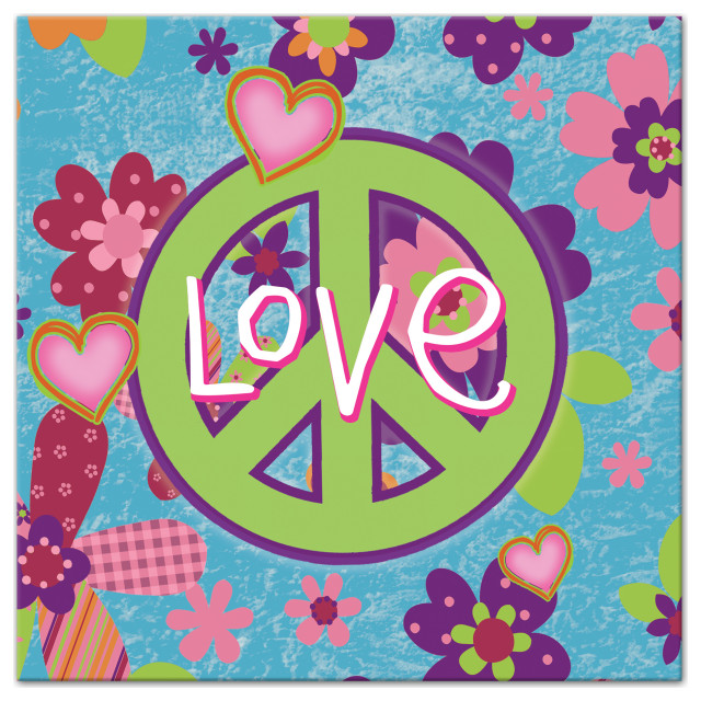Love Peace Sign Wall Art, 24x24 - Contemporary - Prints And Posters ...