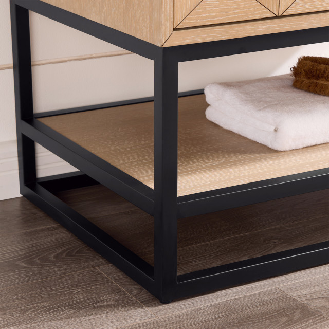 Milagro Bath Vanity With Top, Washed Ash Grey, 60" - Industrial ...