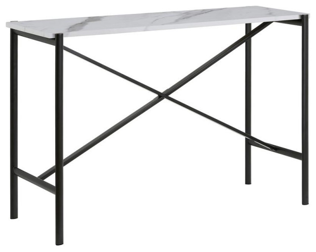 Braxton 46'' Wide Rectangular Console Table with Faux Marble Top in ...