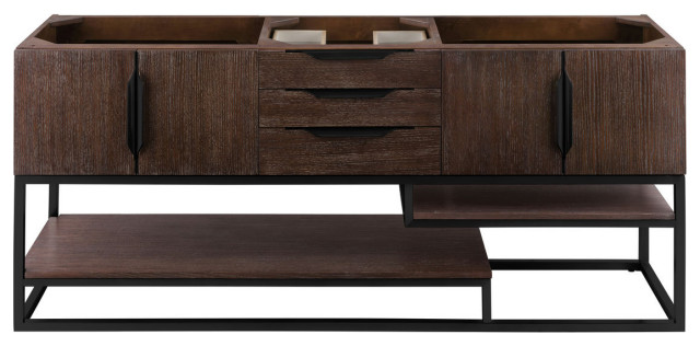 Columbia 72" Vanity, Coffee Oak, Matte Black - Transitional - Bathroom ...