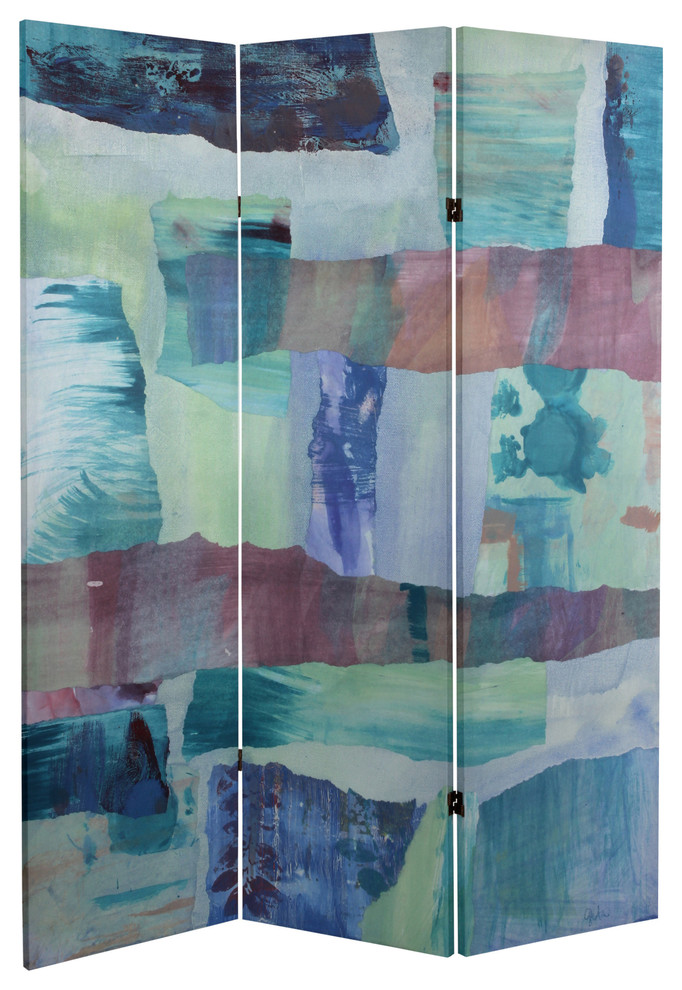 5' Tall Ocean Dance Canvas Room Divider - Contemporary - Screens And ...